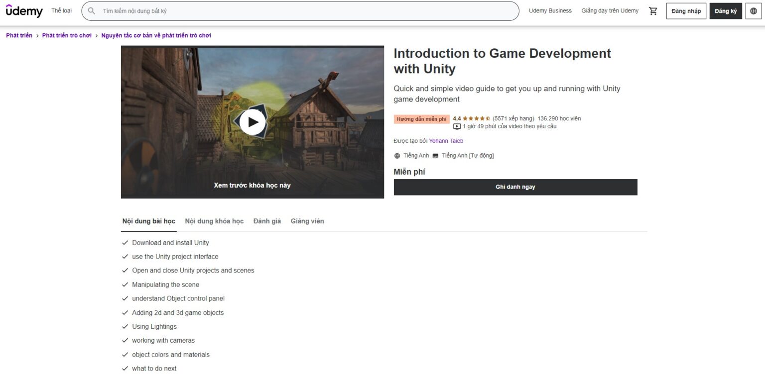 Top 5 Khóa Học Lập Trình Game Unity Miễn Phí Tốt Nhất Hiện Nay