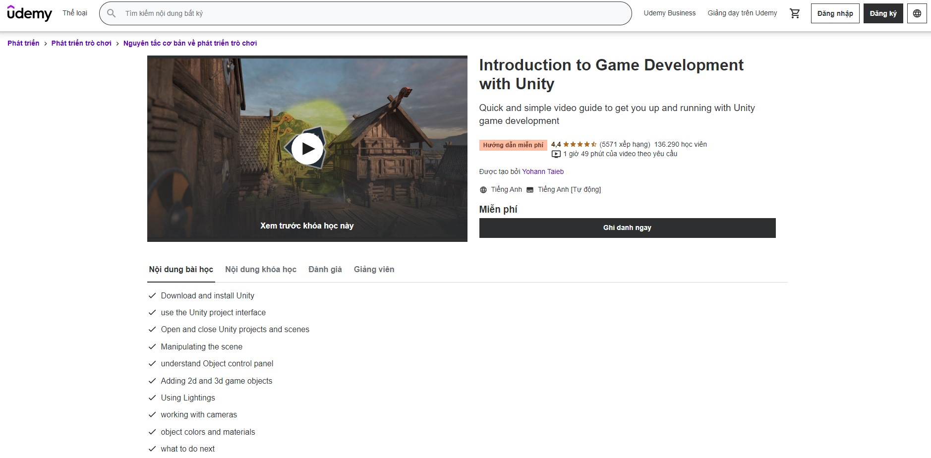 Top 5 Khóa Học Lập Trình Game Unity Miễn Phí Tốt Nhất Hiện Nay
